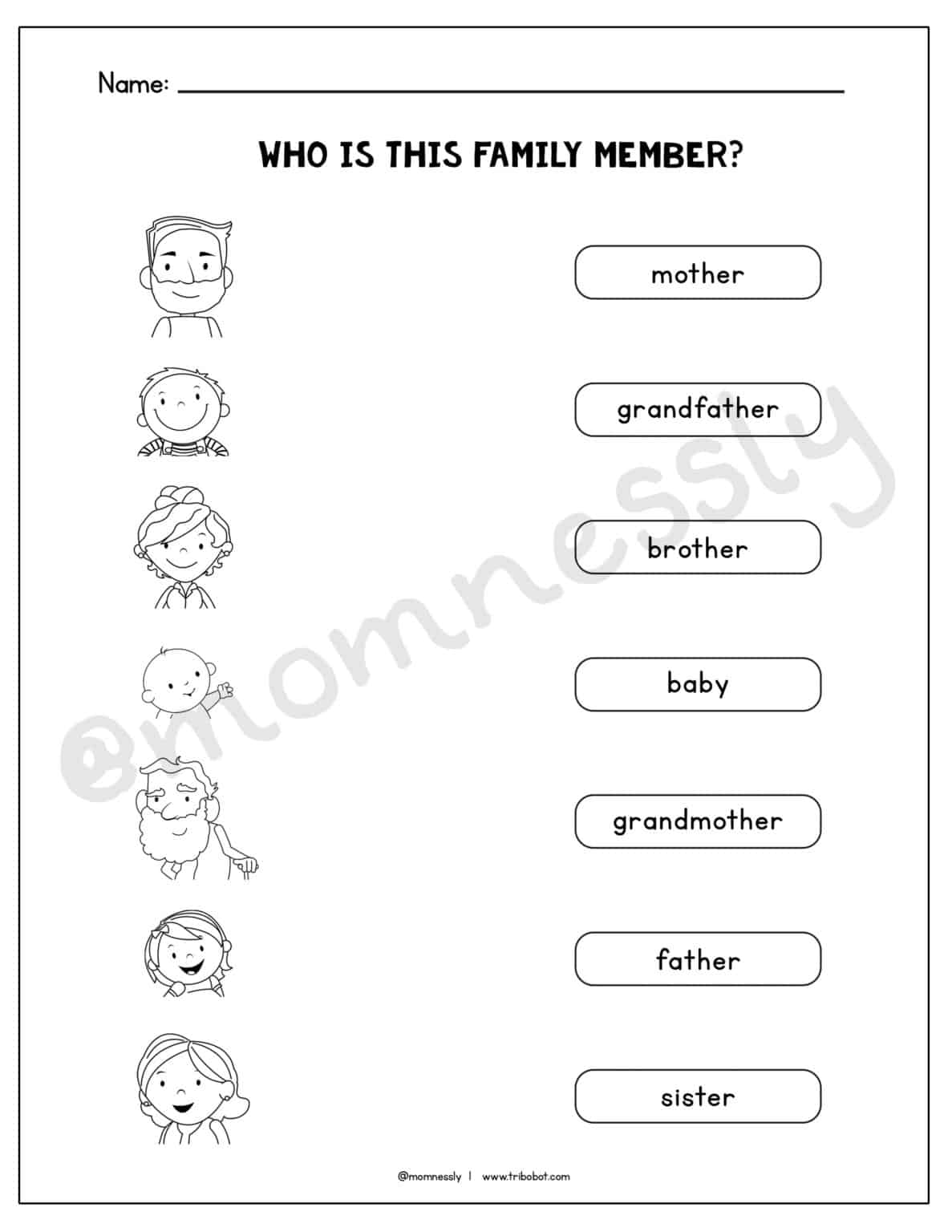 Family Worksheets - Tribobot x Mom Nessly