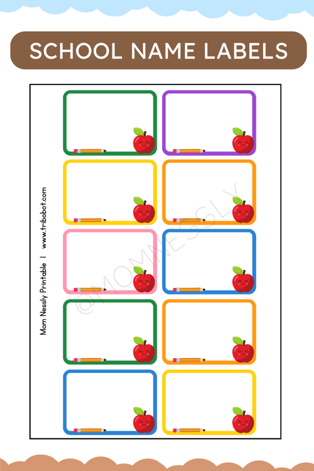Free Printable School Name Labels - Tribobot x Mom Nessly