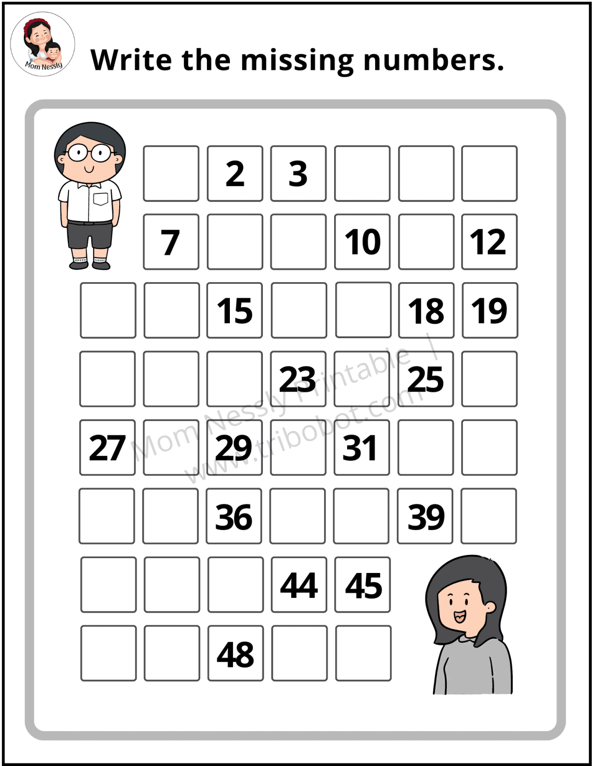 Missing Numbers Worksheets - Tribobot x Mom Nessly