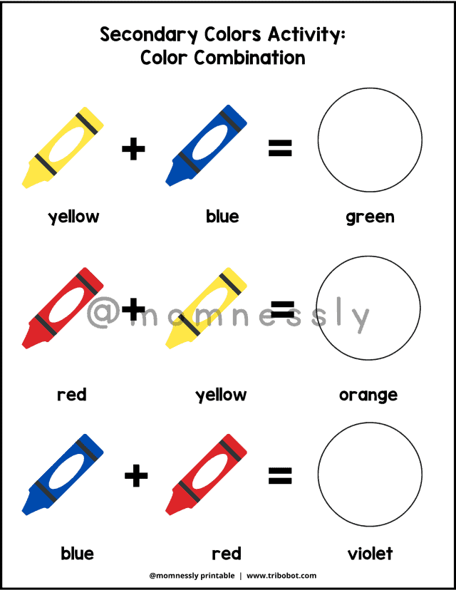 Secondary Colors Worksheets - Tribobot x Mom Nessly