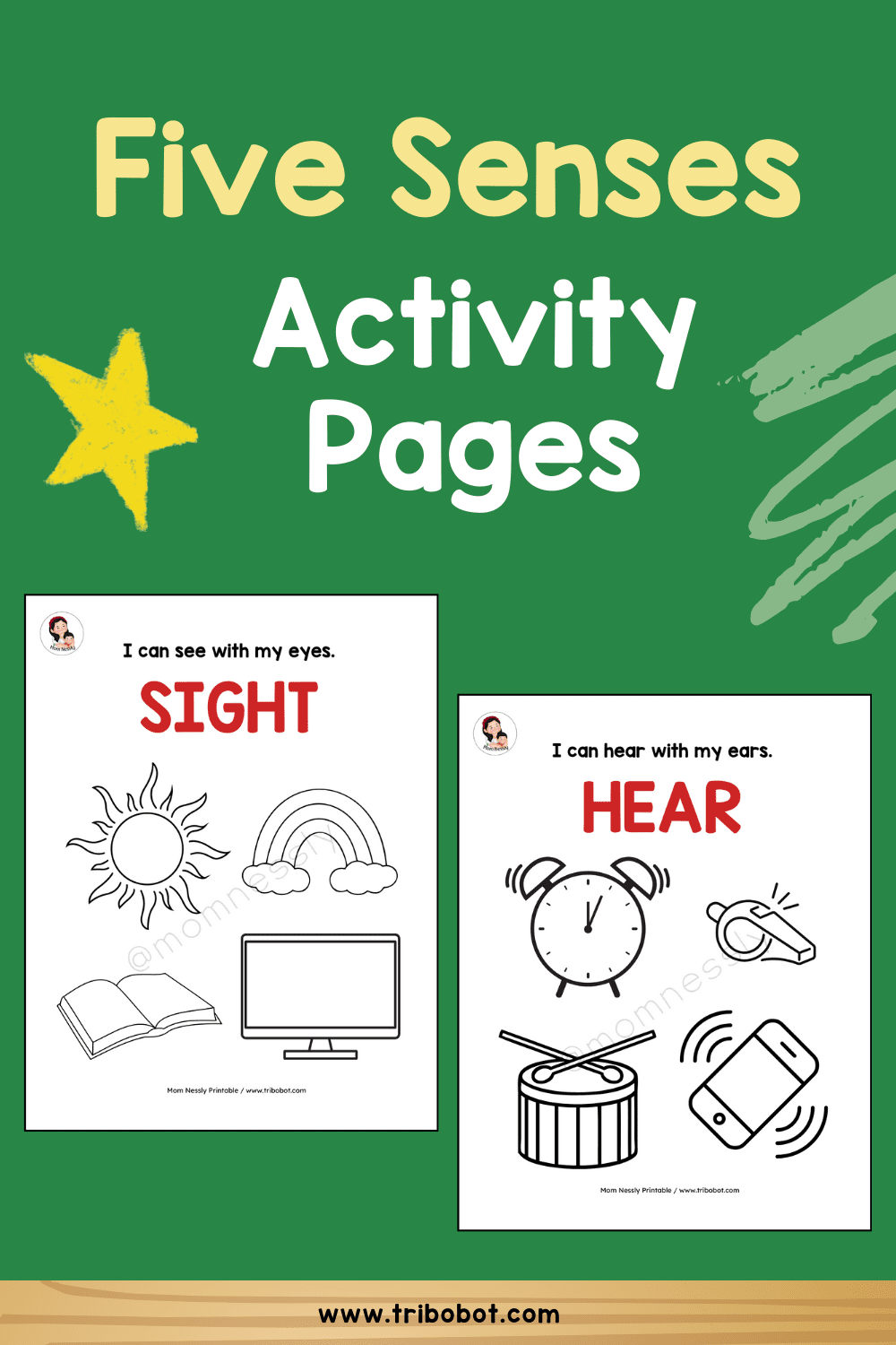 5 Senses Activity Pages - Tribobot x Mom Nessly