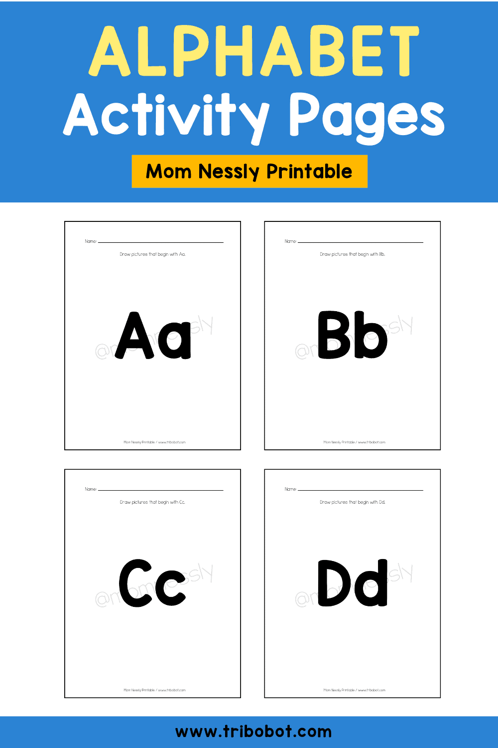 Alphabet Activity Pages - Tribobot x Mom Nessly
