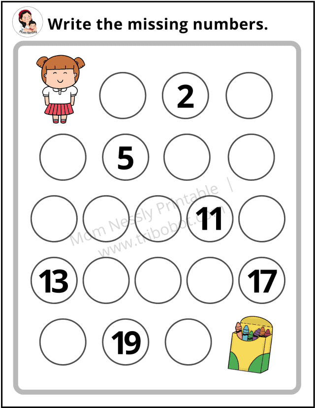 Missing Numbers Worksheets - Tribobot x Mom Nessly