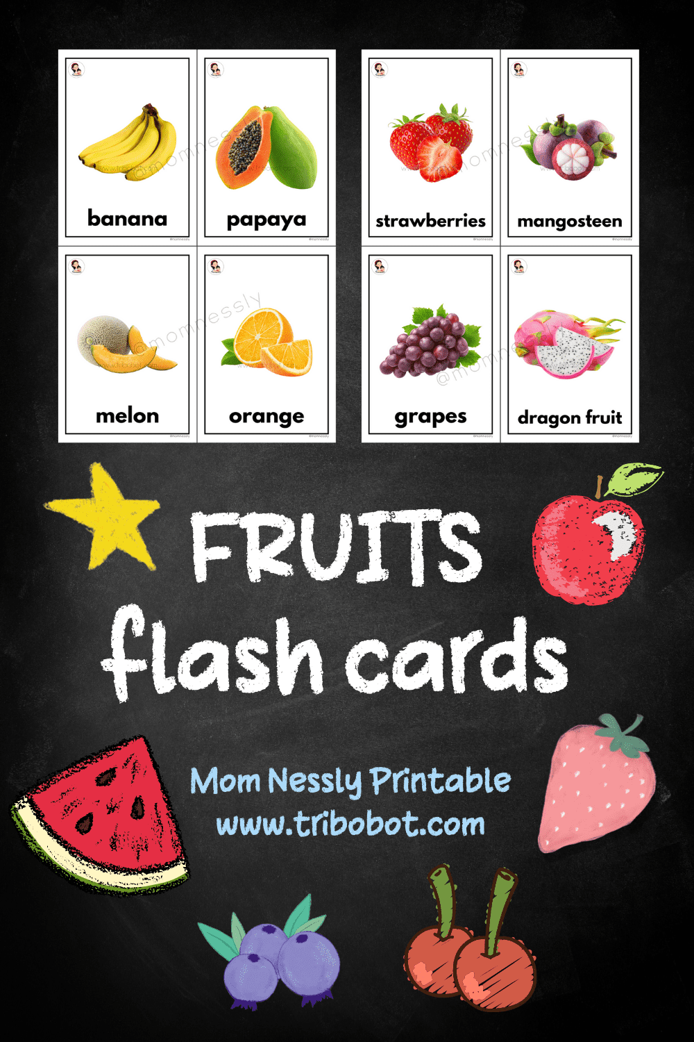Real Fruits Flash Cards - Tribobot x Mom Nessly