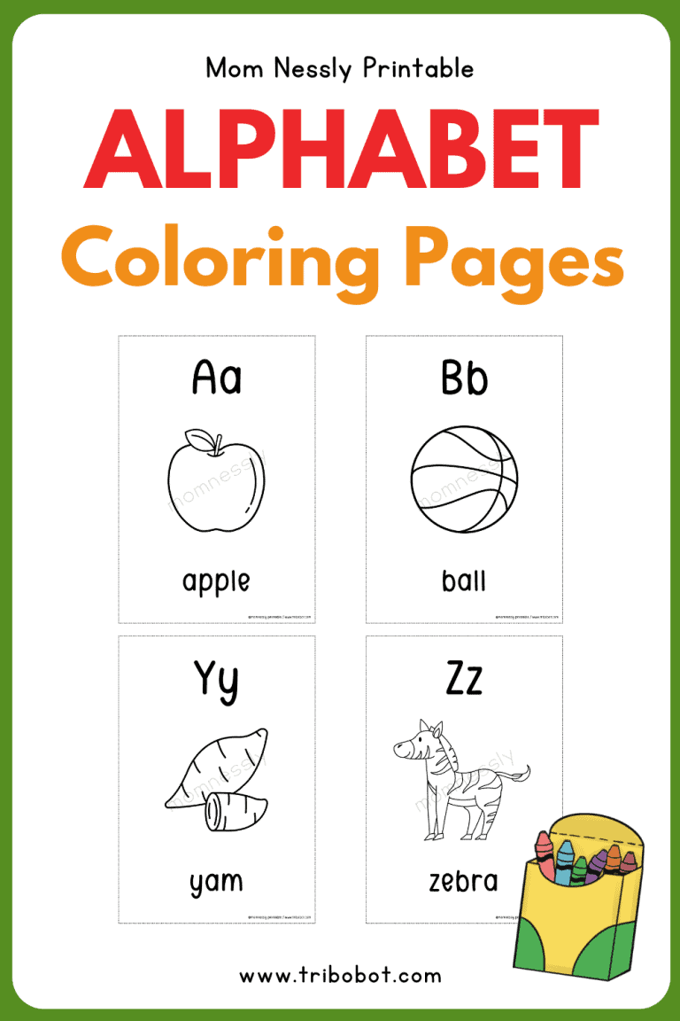 Alphabet Coloring Pages - Tribobot x Mom Nessly