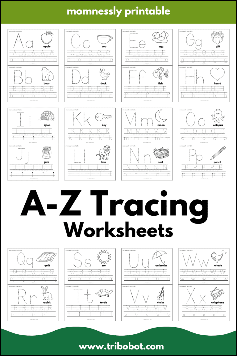 A-Z Tracing Worksheets - Tribobot x Mom Nessly