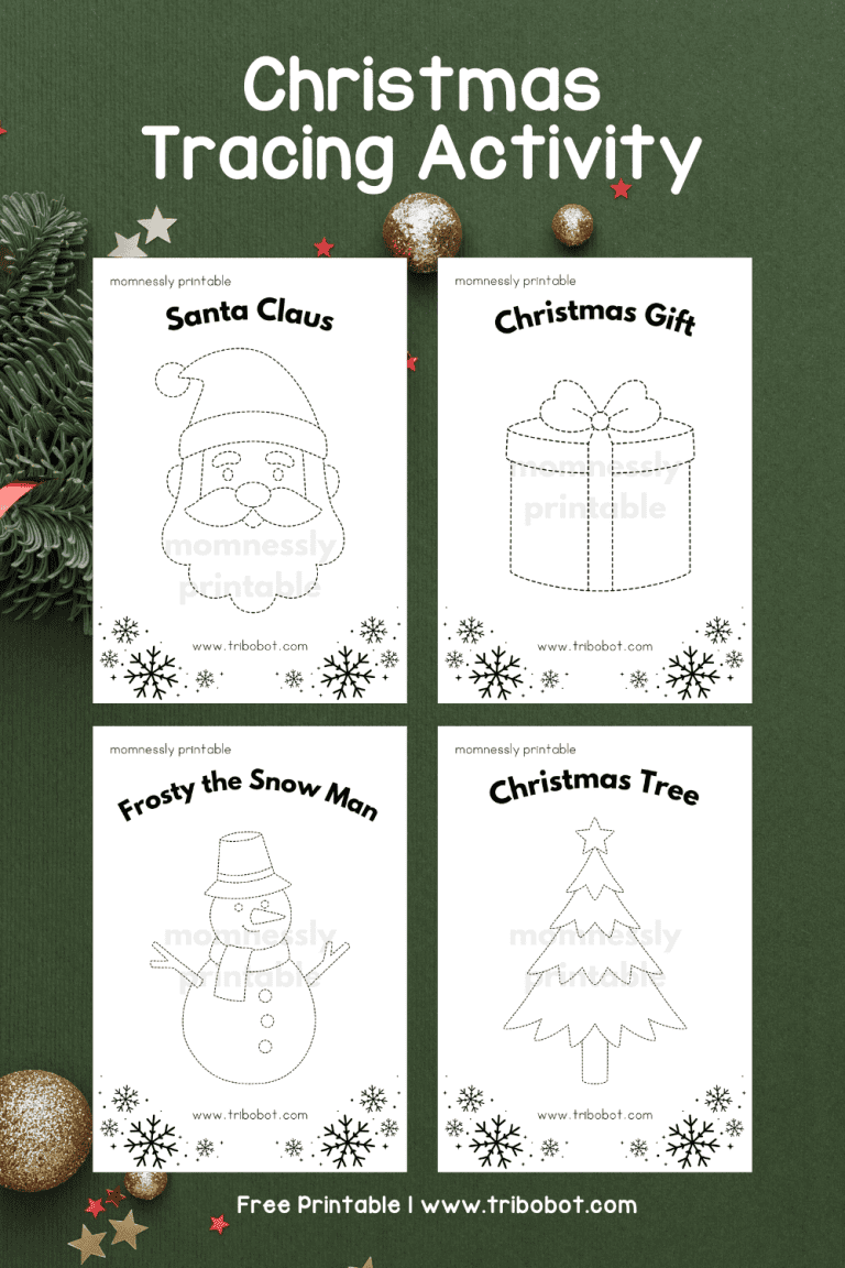 Christmas Tracing Worksheets - Tribobot x Mom Nessly