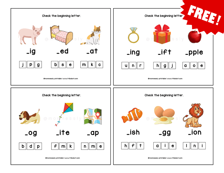 Beginning Letter Worksheets - Tribobot x Mom Nessly