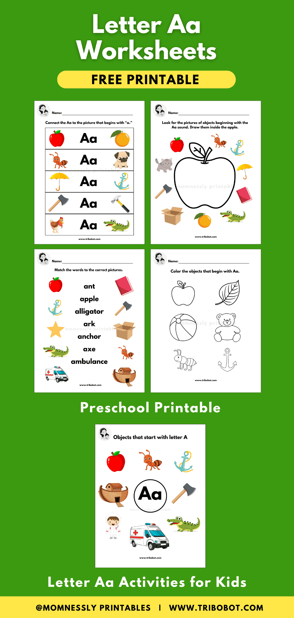 Letter A Worksheets - Tribobot x Mom Nessly