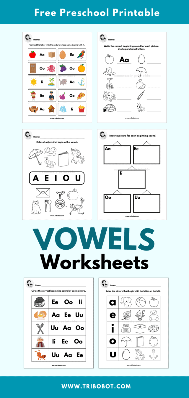 Vowels Worksheets - Tribobot x Mom Nessly