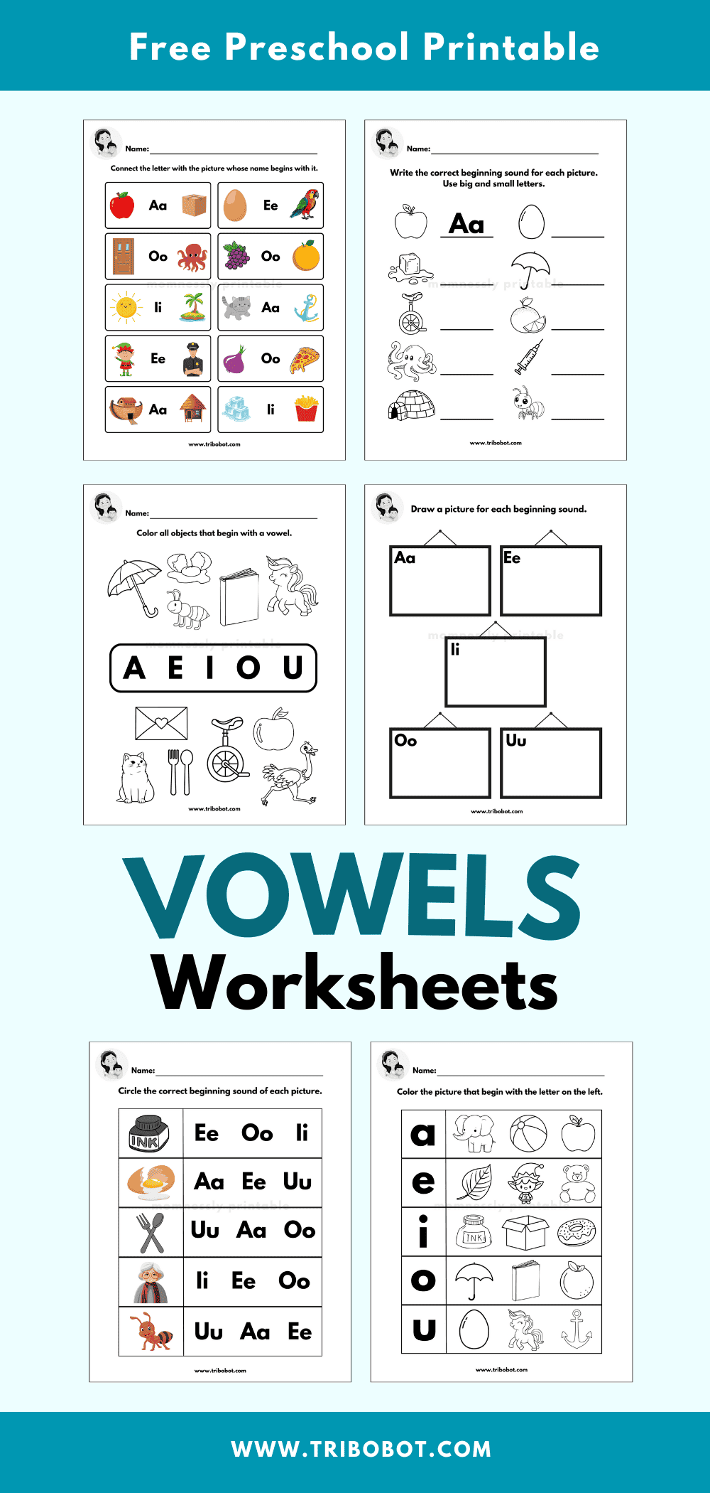 Vowels Worksheets - Tribobot x Mom Nessly
