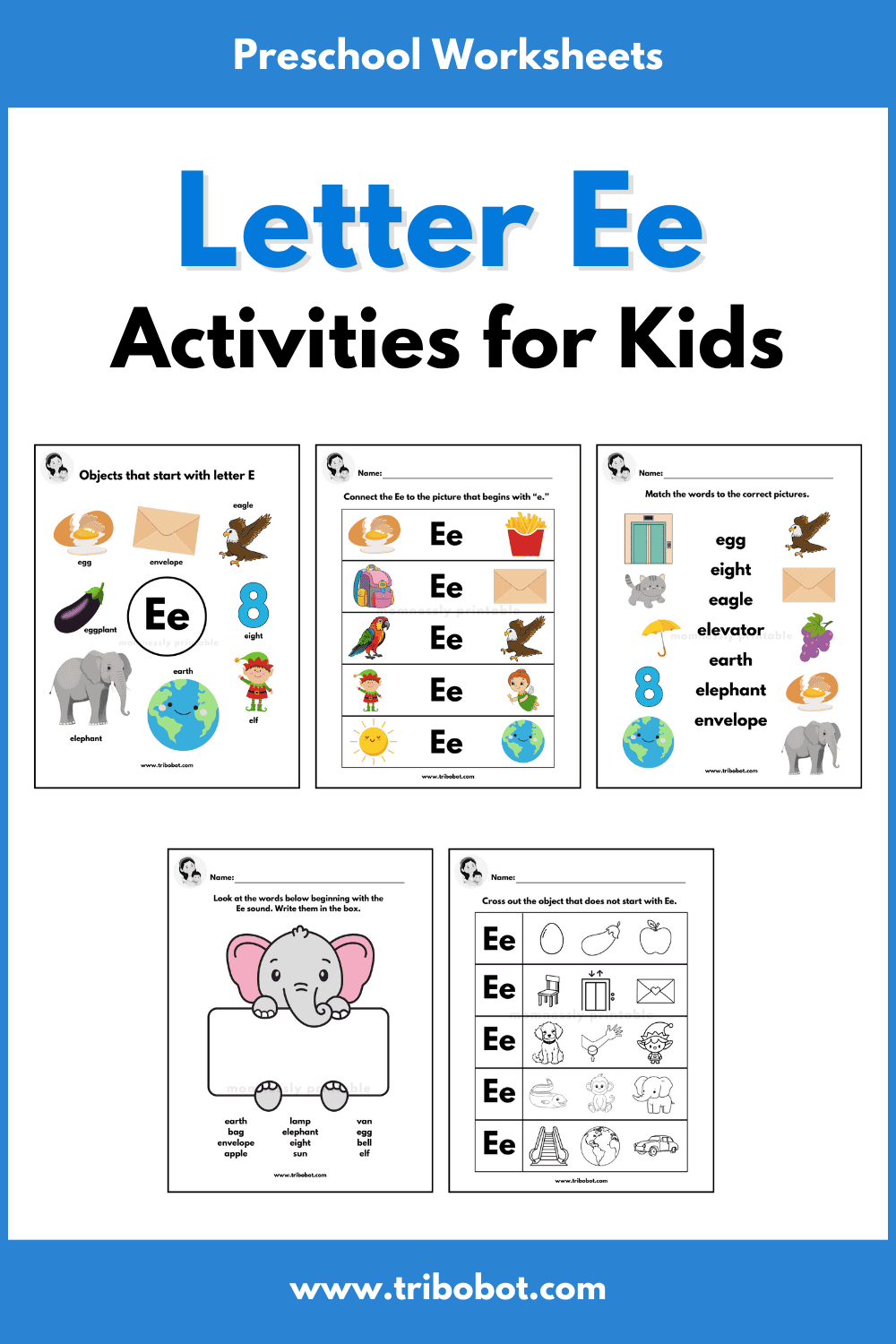 Letter E Worksheets - Tribobot x Mom Nessly