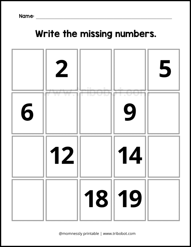 Missing Numbers Worksheets - Tribobot x Mom Nessly