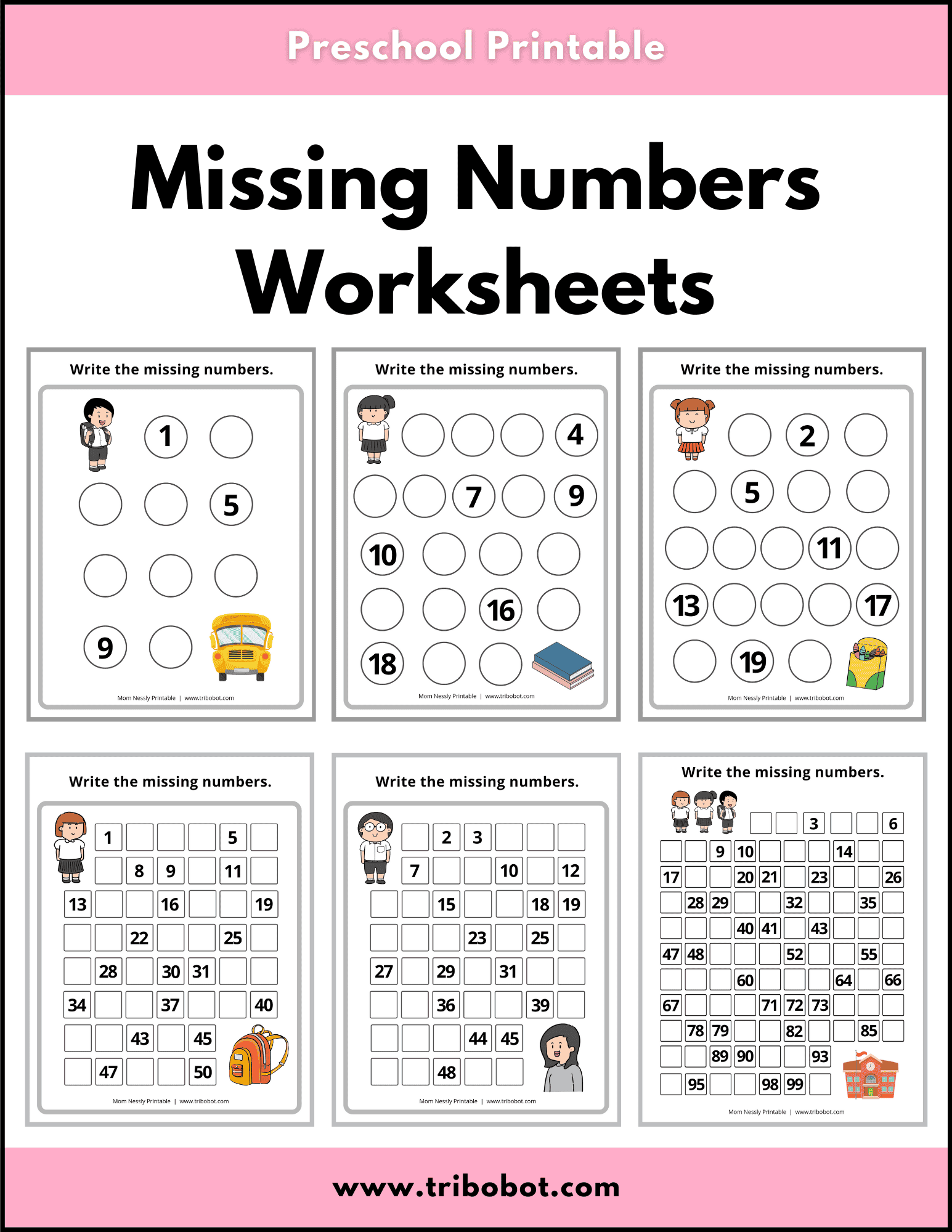 Missing Numbers Worksheets - Tribobot x Mom Nessly